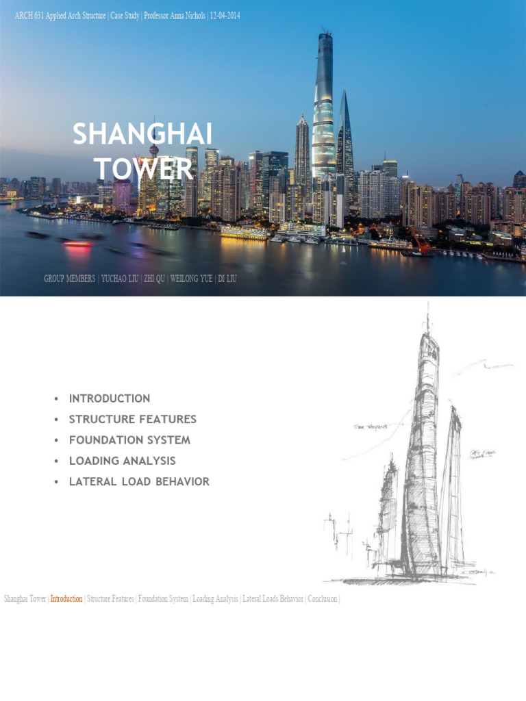 Presentation-Case Study of Shanghai Tower 12-04-14 | PDF | Truss | Deep Foundation