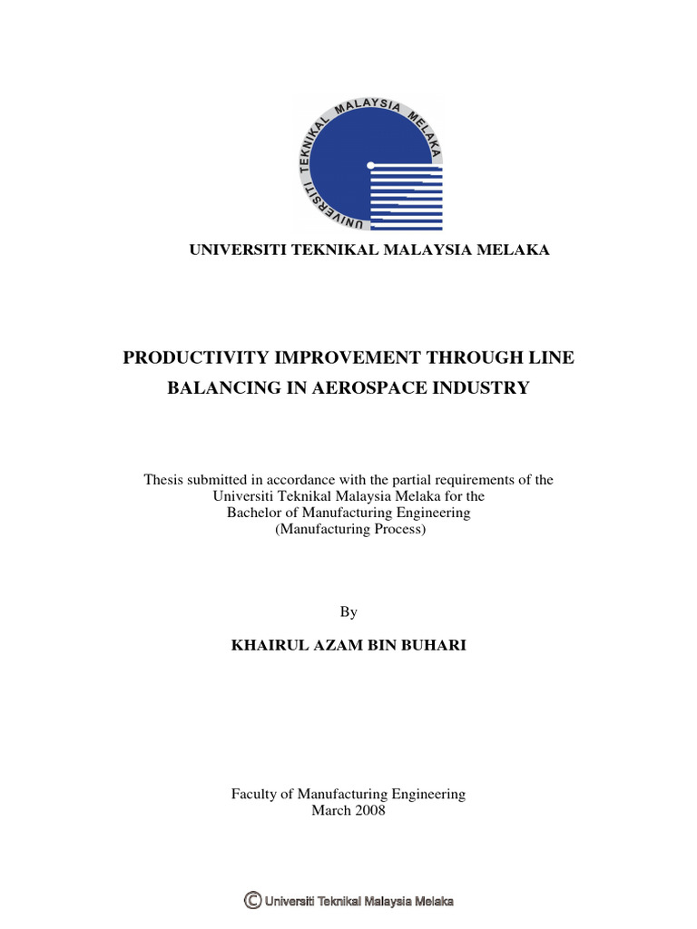 Productivity Improvement Through Line Balancing Method in Aerospace Industry - Khairul Azam B ...