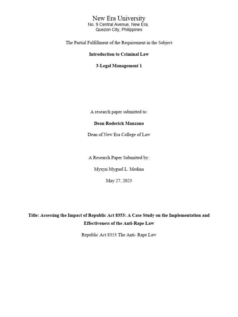 AR 8353 Anti Rape Law Research | PDF | Rape | Violence