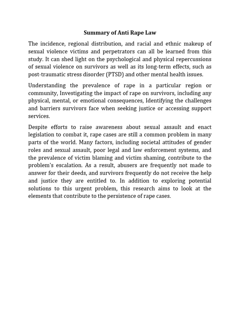 Summary of Anti Rape Law | PDF
