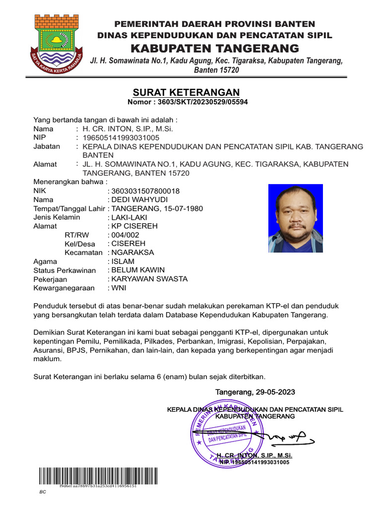 KTP Sementara Dedi Wahyudi | PDF