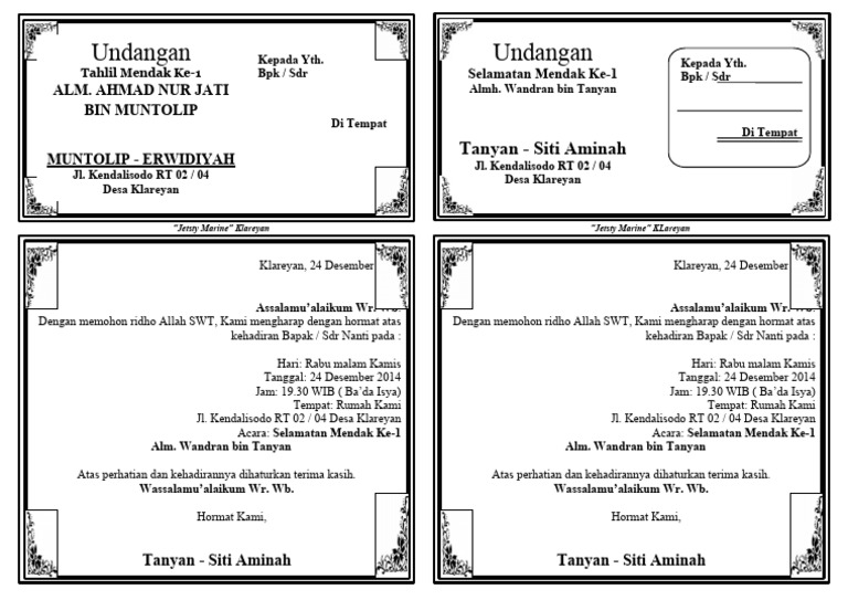 Undangan Mendak 1 | PDF