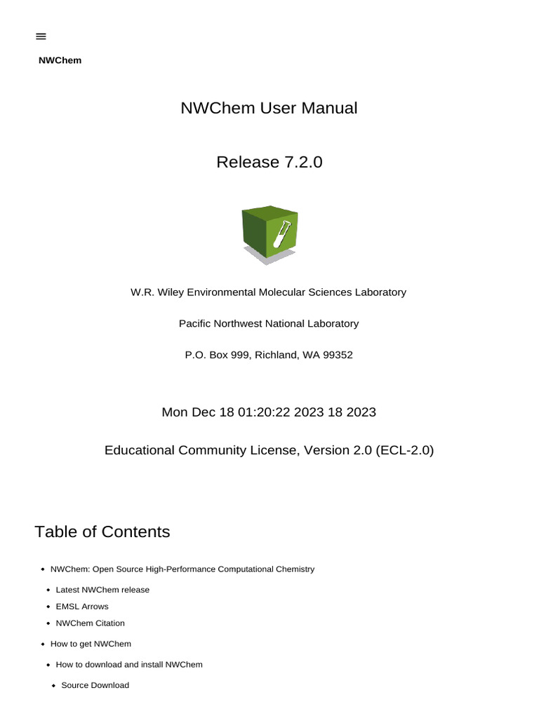 Nwchemuasas 2 Sermanual | PDF | Molecular Dynamics | Density Functional ...