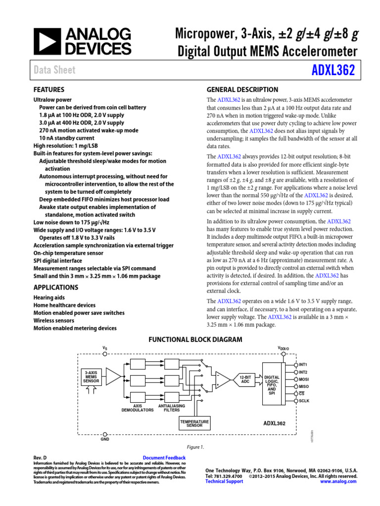 ADXL362 | PDF | Computer Engineering | Computer Science