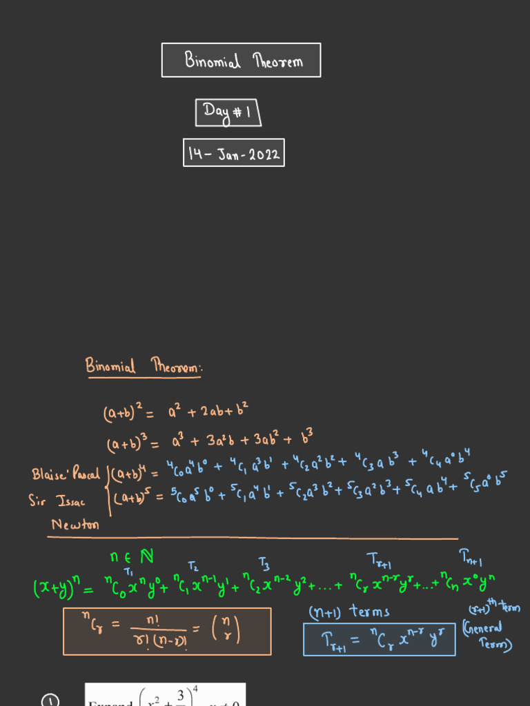 Binomial Theorem | PDF | Number Theory | Mathematics