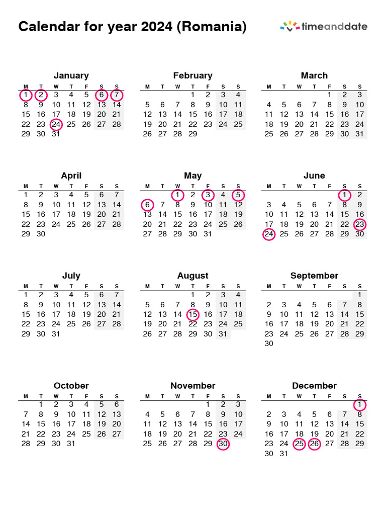 Calendar Romania 2024 | PDF