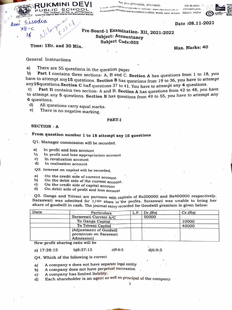 Accountancy Paper | PDF | Debits And Credits | Dividend