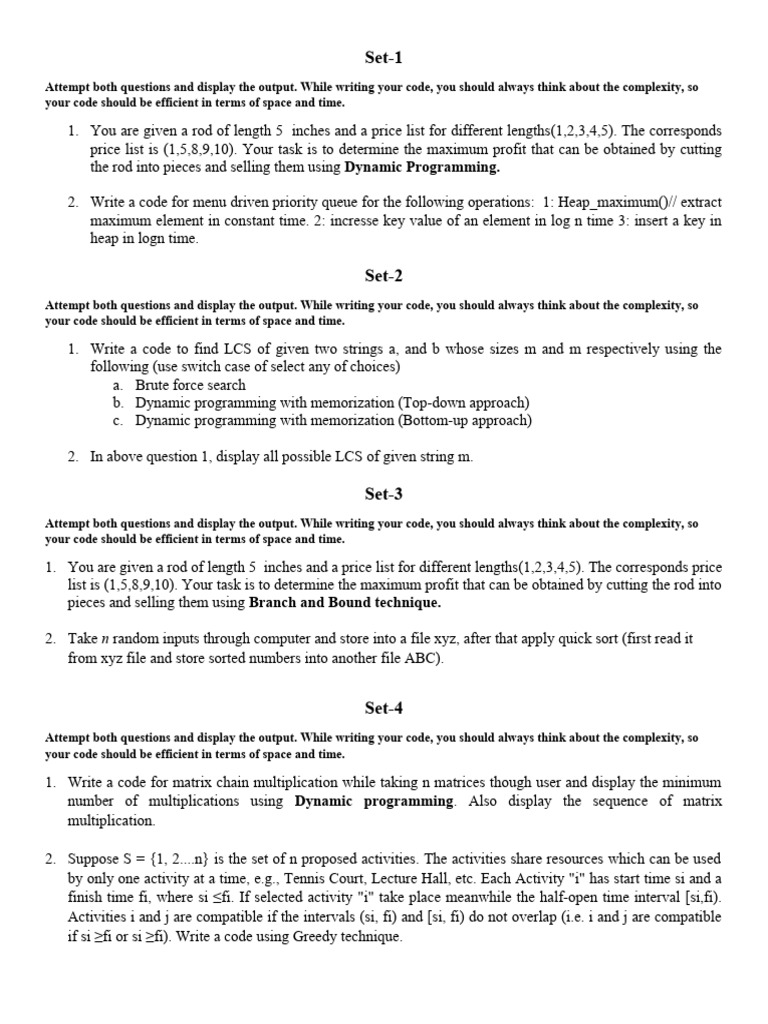 Set Pdf Dynamic Programming Matrix Mathematics