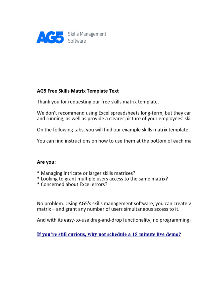 AG5 Skills Matrix Template Overview | PDF | Matrix (Mathematics) | Microsoft Excel