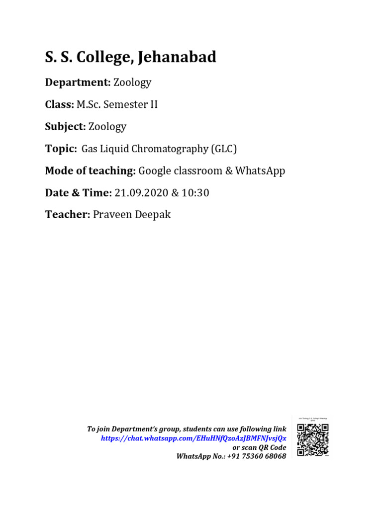 Gas Liquid Chromatography (GLC) | PDF | Gas Chromatography | Chromatography