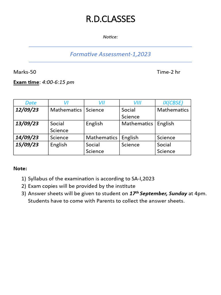 Time Table FA-1 | PDF