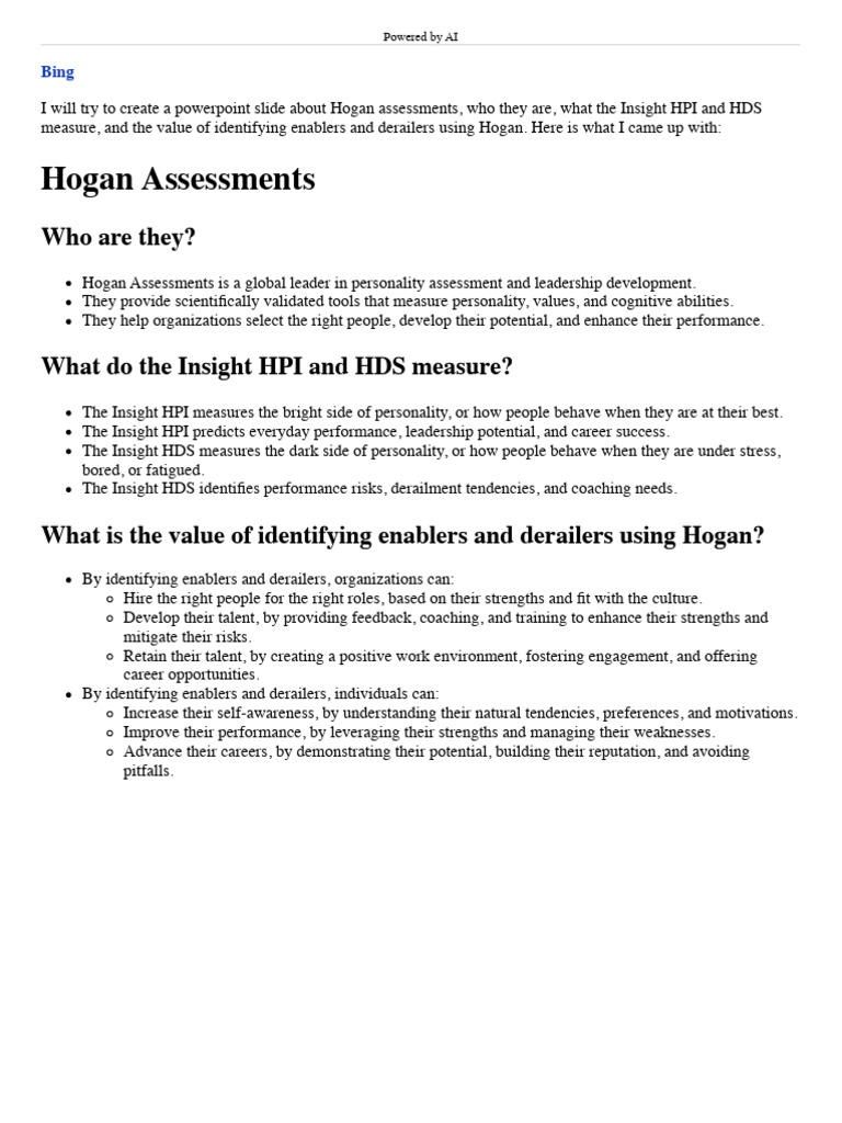 Hogan Assessments | PDF