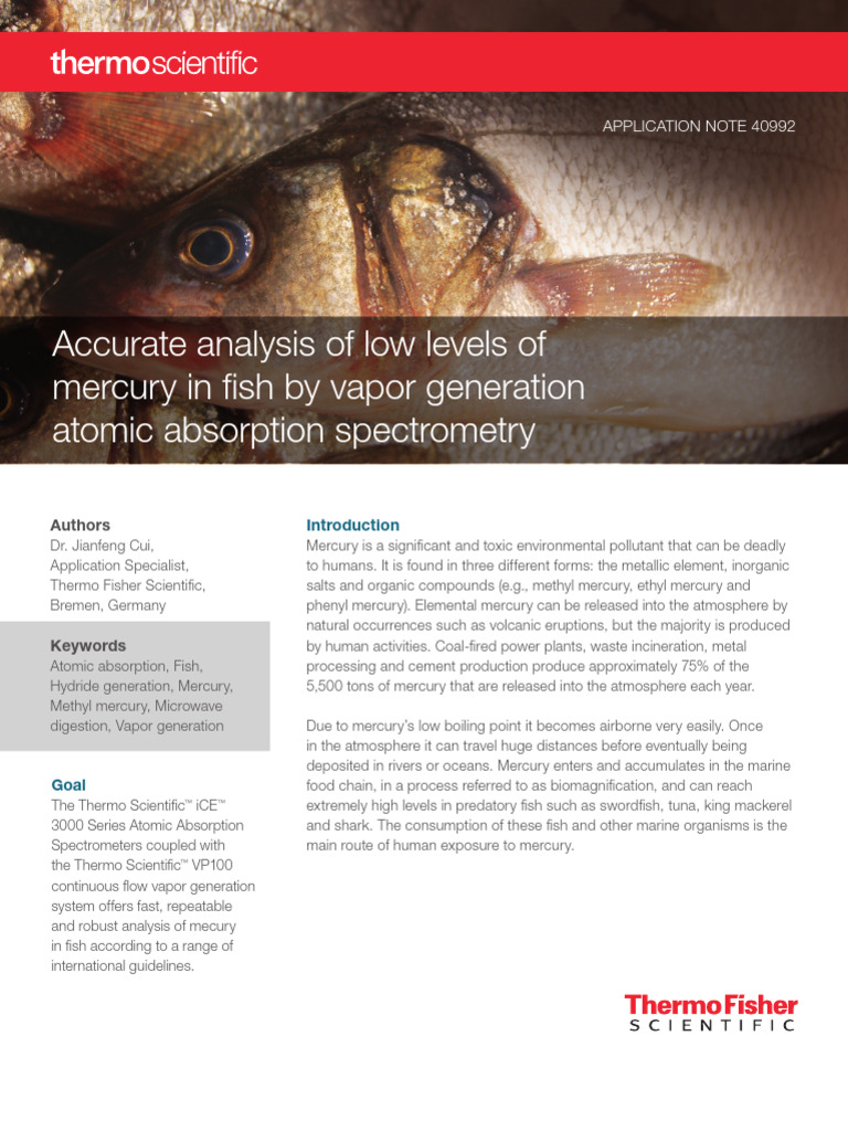 Accurate Analysis of Low Levels of Mercury in Fish by Vapor Generation ...