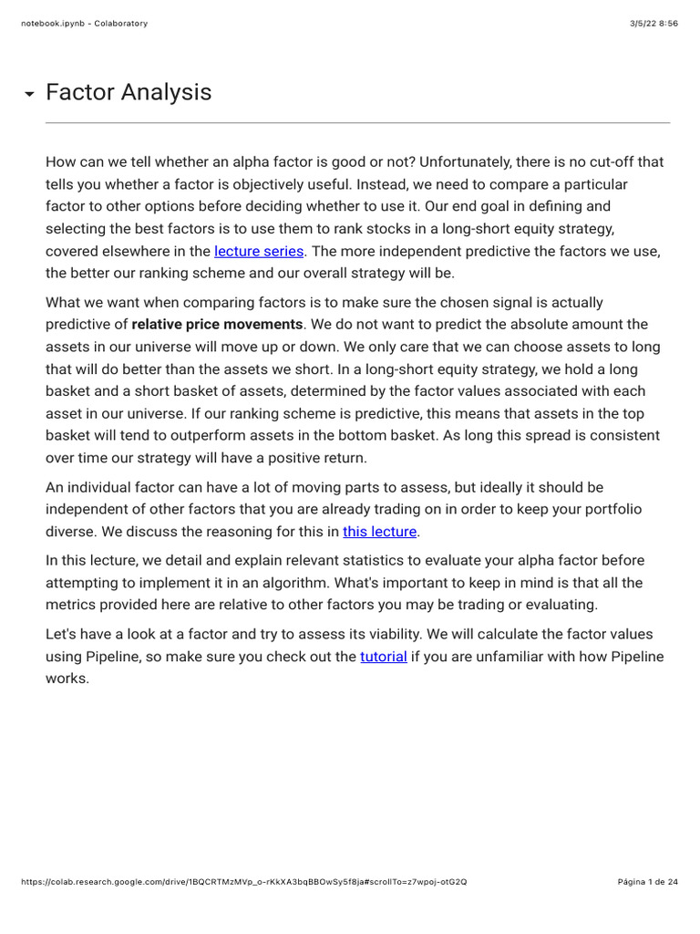Factor Analysis | PDF | Investing | Spearman's Rank Correlation Coefficient