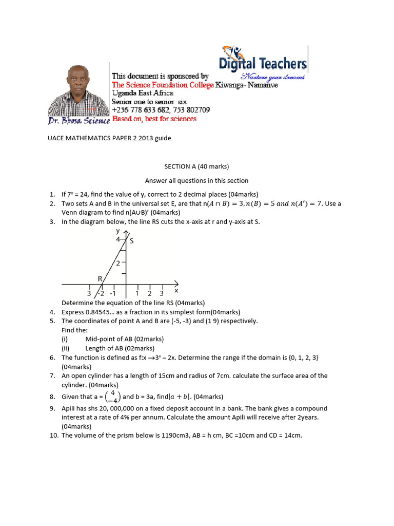 Uce Mathematics Paper 2 2019 | PDF | Acceleration | Geometry