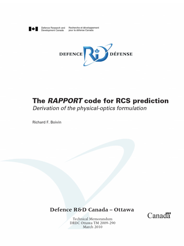 The RAPPORT Code For RCS Prediction | PDF | Optics | Green's Function
