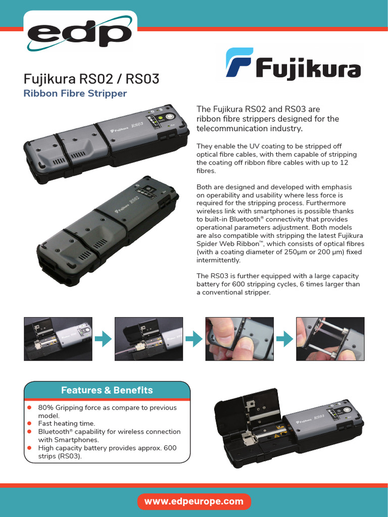 EDP Fujikura RS02 RS03 Data Sheet | PDF | Optical Fiber | Bluetooth