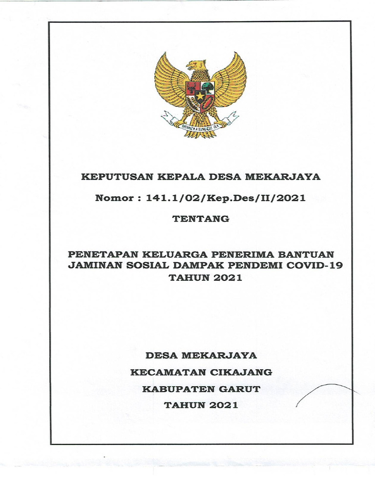 Ba Dan SK Penetapan KPM BLT DD 2021 | PDF