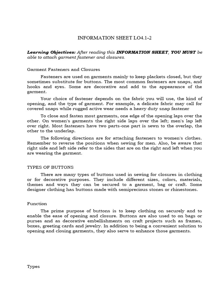 Lecture 3 Core 4 Pdf Sewing Clothing