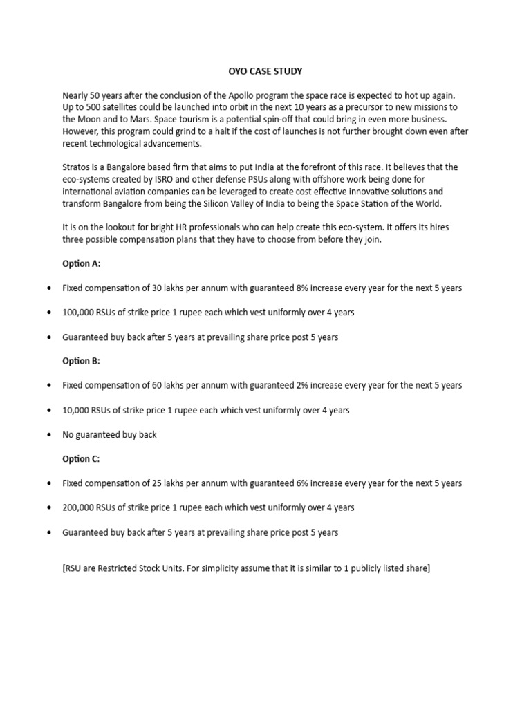 MDI Gurgaon OYO Case Study. | PDF | Option (Finance) | Private Sector