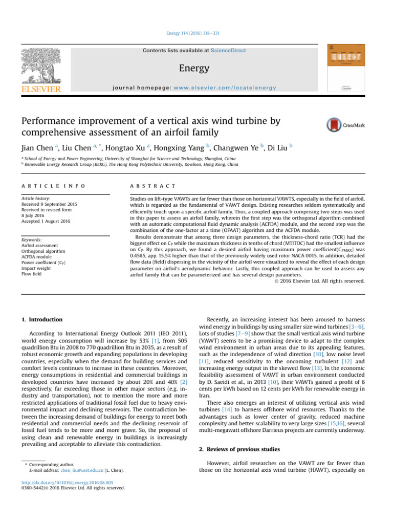Performance Improvement of A Vertical Axis Wind Turbine by | PDF | Computational Fluid Dynamics ...