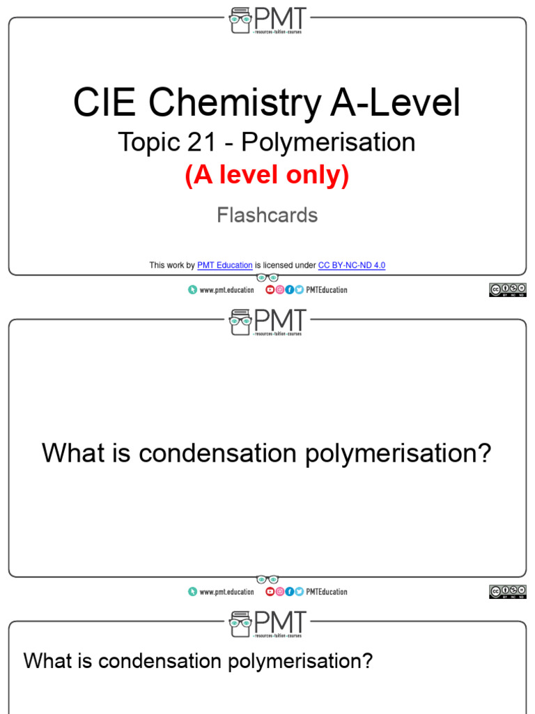 Topic 21 Polymerisation - CIE Chemistry A-Level | PDF | Polymerization ...