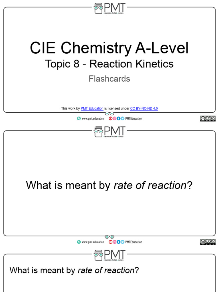 Flashcards - Topic 8 Reaction Kinetics - CIE Chemistry A-Level | PDF ...