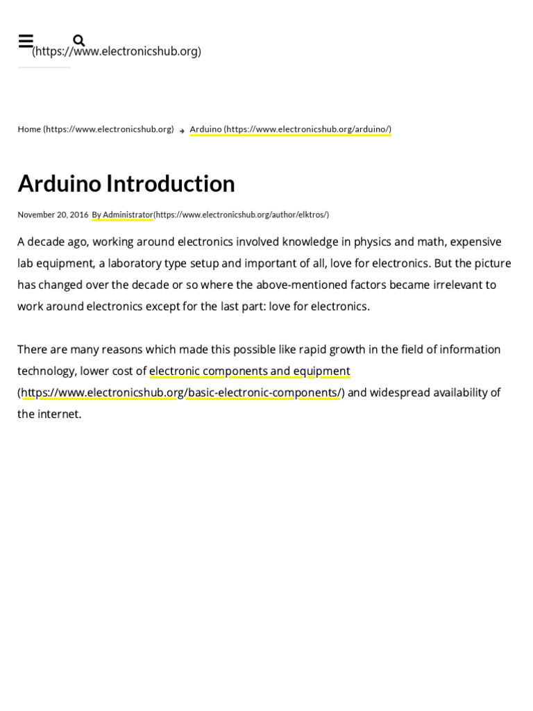 Arduino Introduction Pdf Arduino Microcontroller