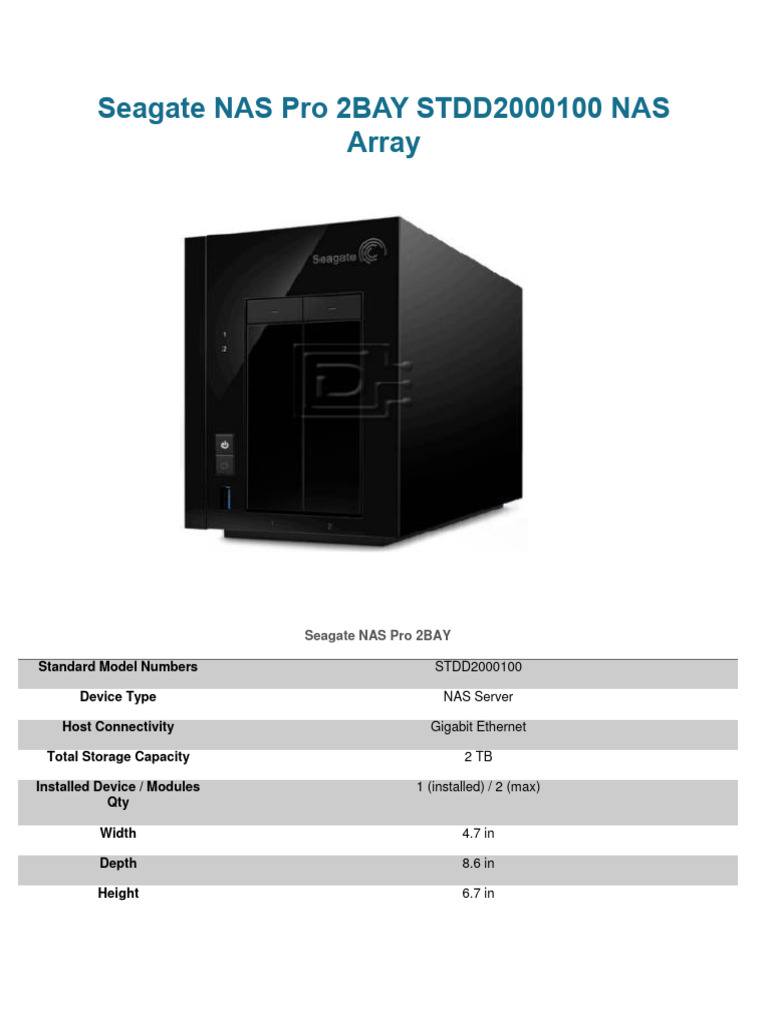 Seagate NAS Pro 2BAY STDD2000100 NAS Array | PDF | Internet Protocols | Computing