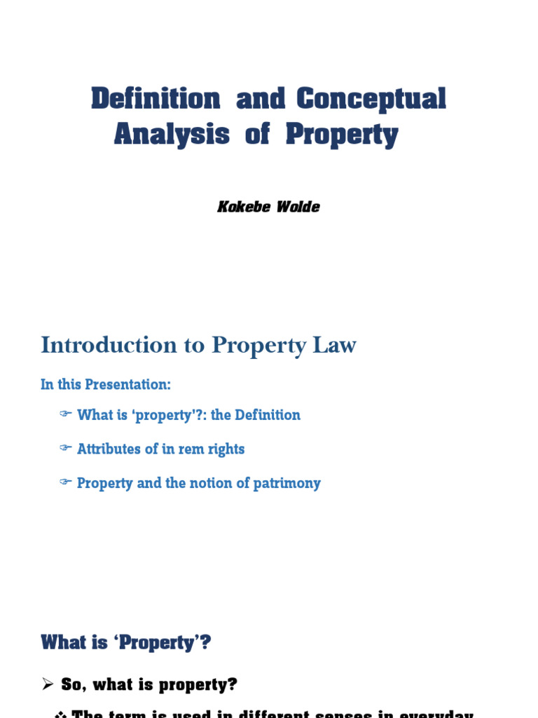 Definition and Conceptual Analysis of Property' | PDF | Property | In ...