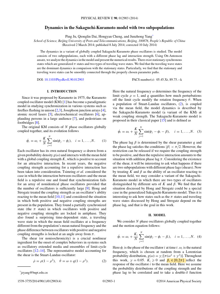2014 Ju Etal PRE | PDF | Waves | Oscillation