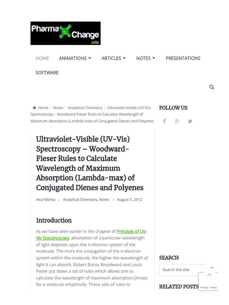 Woodward-Fieser Rules To Calculate Wavelength of Maximum Absorption (Lambda-Max) of Conjugated ...