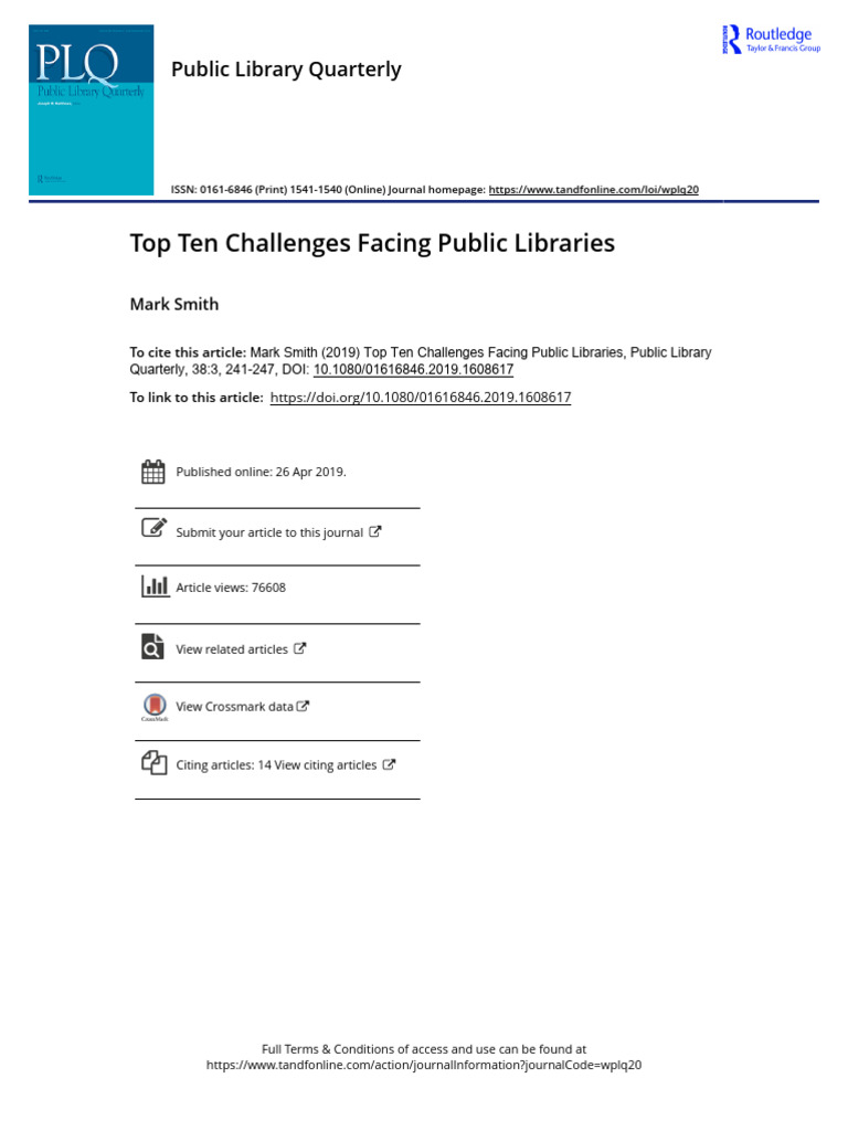 Top Ten Challenges Facing Public Libraries | PDF | Public Library ...