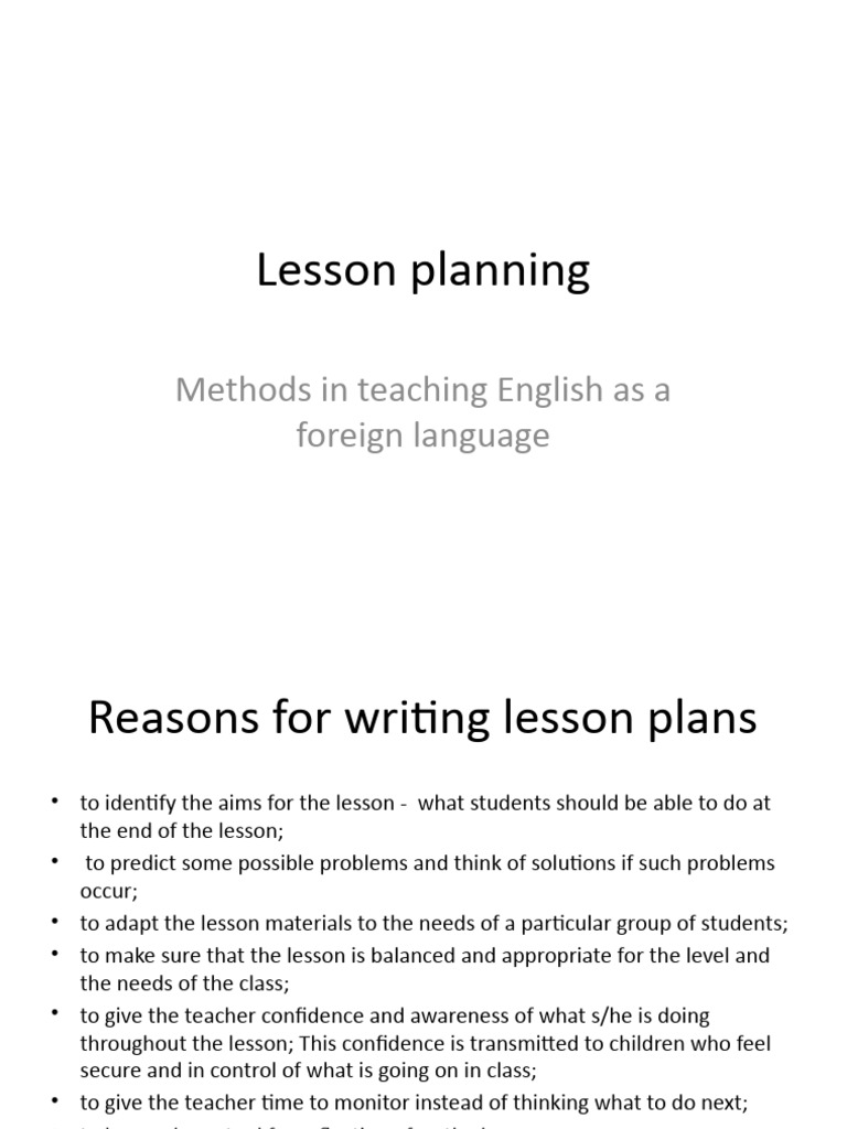 Effective Lesson Planning for ESL Teachers | PDF | Teachers | Lesson Plan