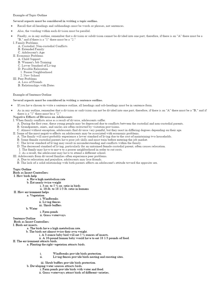 Example of Topic Outline | Download Free PDF | Adolescence | Birds