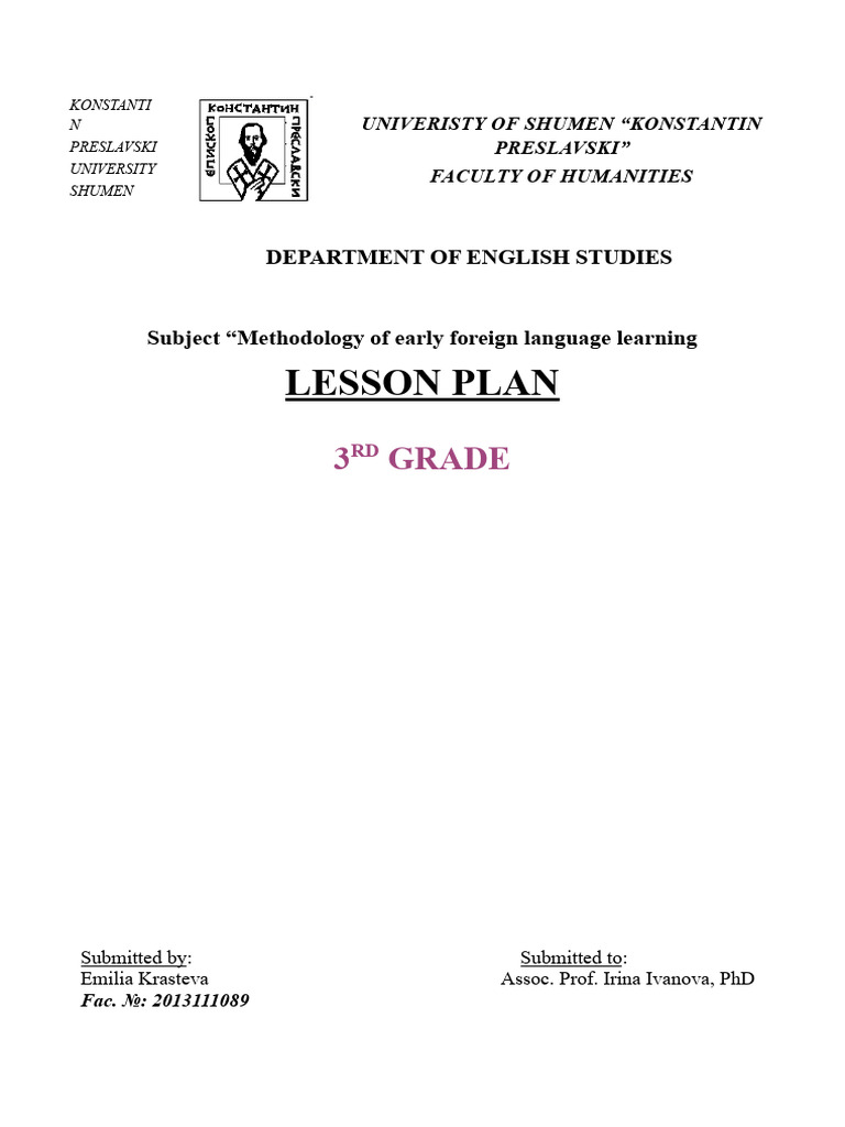 Lesson Plan 3rd Grade | PDF | Linguistics | Cognitive Science