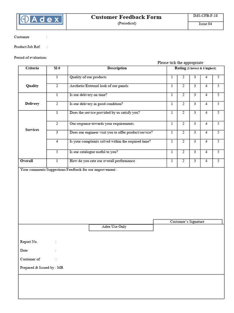 Customer Feedback Form | PDF