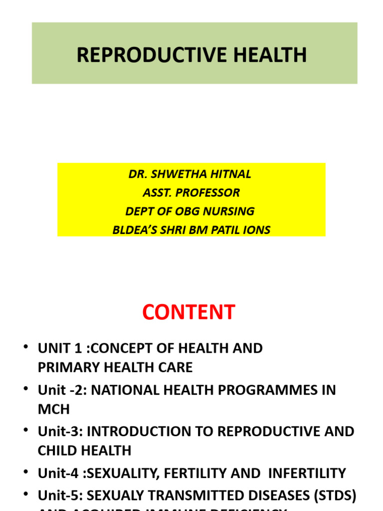 Reproductive Health | PDF | Sexually Transmitted Infection | Hiv/Aids