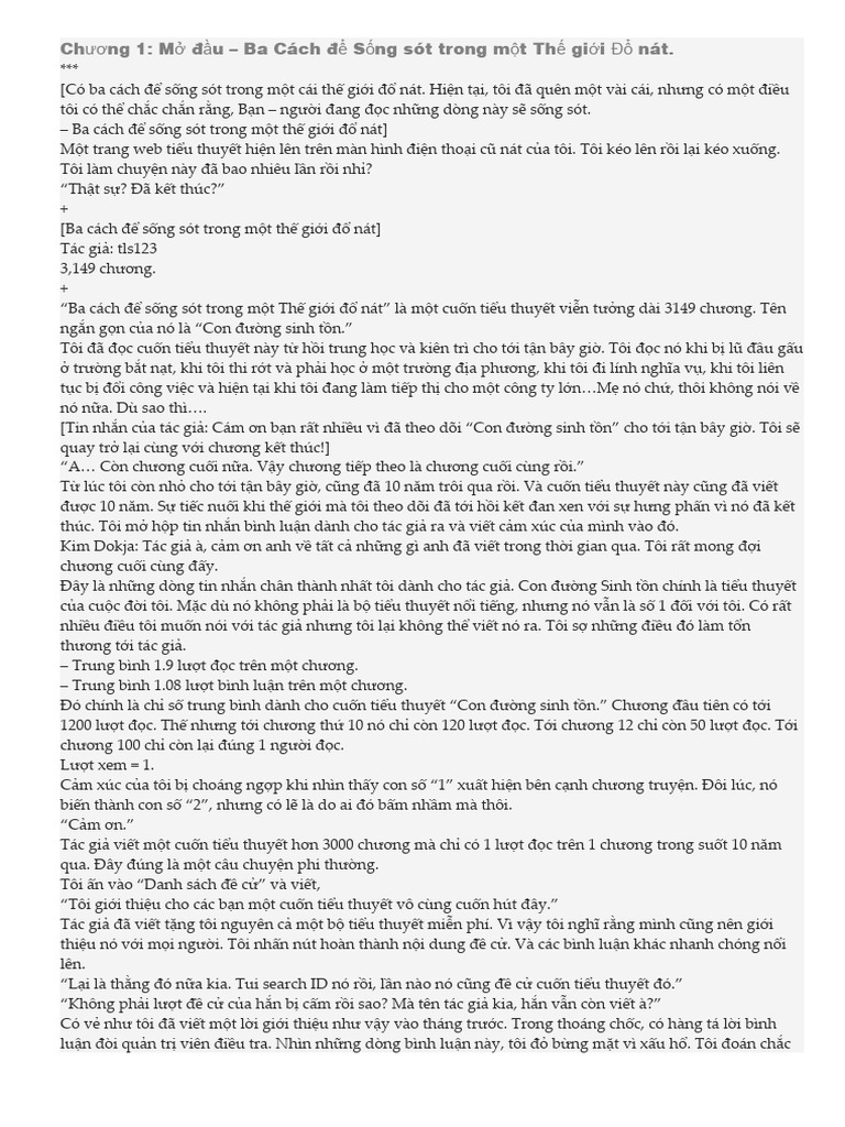Ch ng 1: M đ u - Ba Cách đ S ng sót trong m t Th gi i nát. ươ ở ầ ể ố ộ ế ớ Đổ | PDF