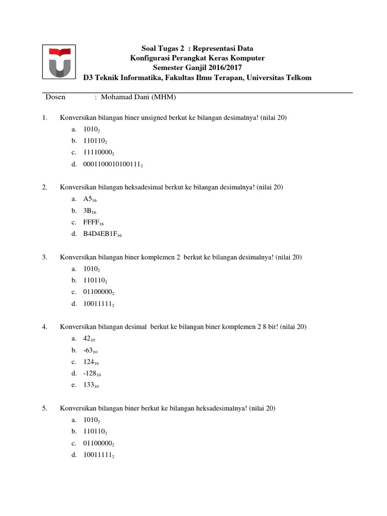 Tugas Konversi Bilangan D3 TI | PDF | Metode & Bahan Ajar | Komputer