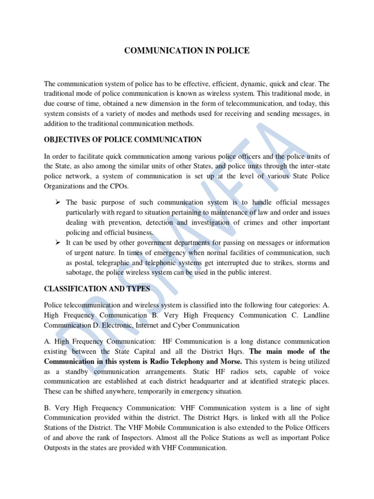 Communication in Police | PDF | Telecommunications | Classified Information