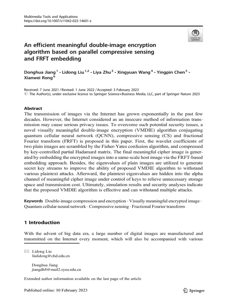 An Efficient Meaningful Double-Image Encryption Algorithm Based On ... An Efficient Meaningful Double-Image Encryption Algorithm Based On ...