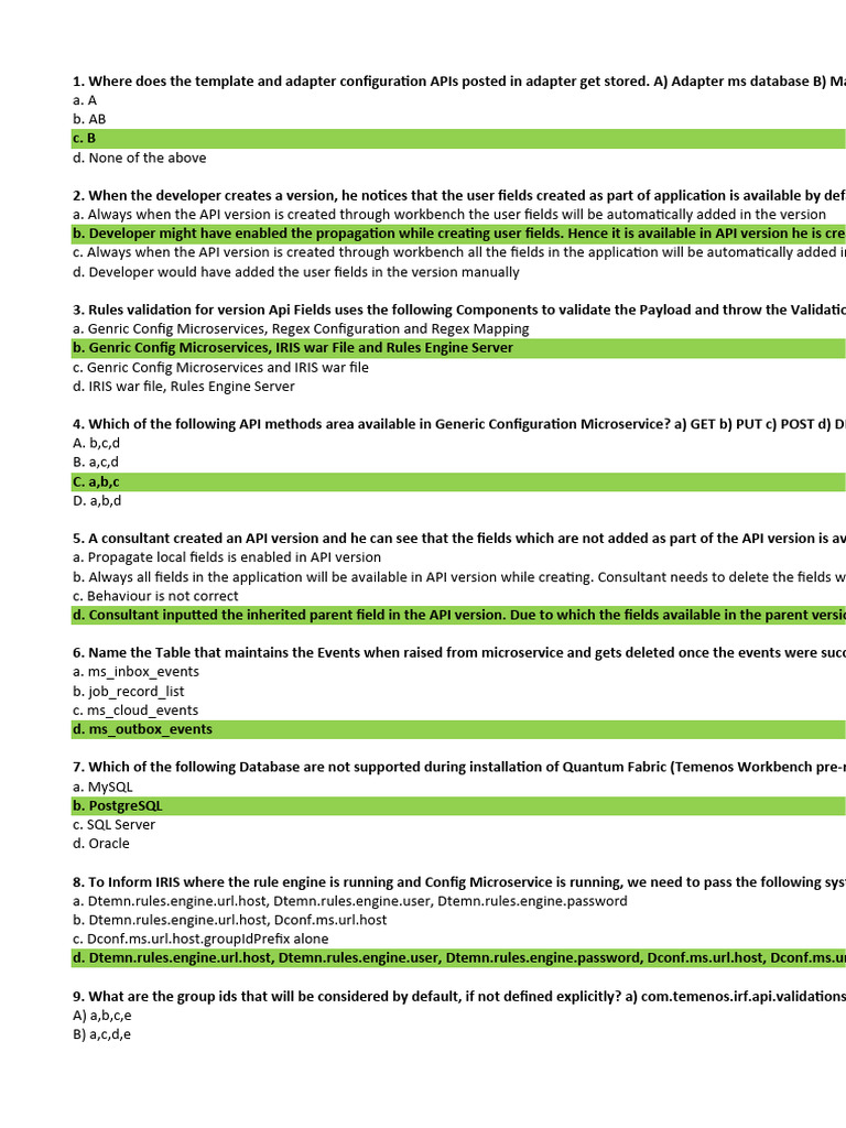 Temenos Workbench API Configuration Quiz | PDF | Scripting Language | Computer Programming