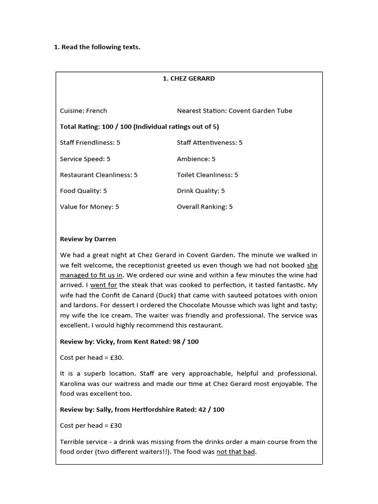 Restaurant Recommendations and Reviews | PDF | Menu | Restaurants