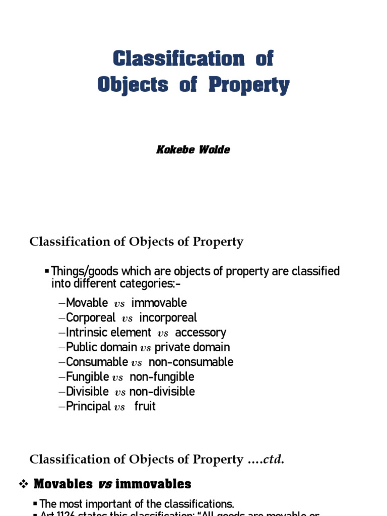 Classification of Property Objects | PDF