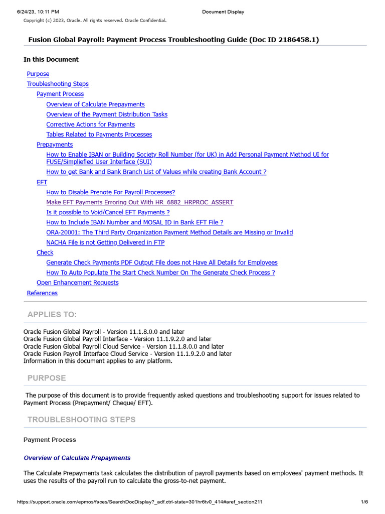 Oracle Payroll - Payment Process Troubleshooting Guide 2023 | PDF ...