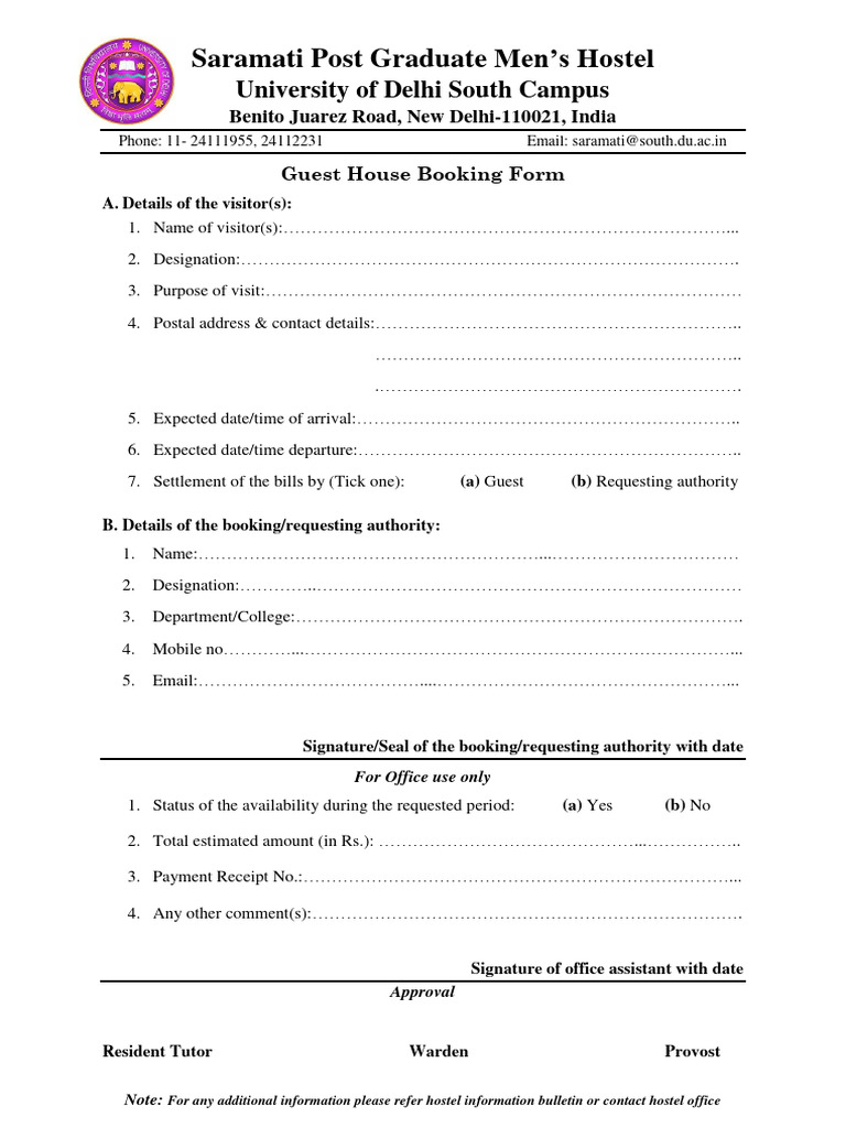 Saramati-Hostel Form | PDF