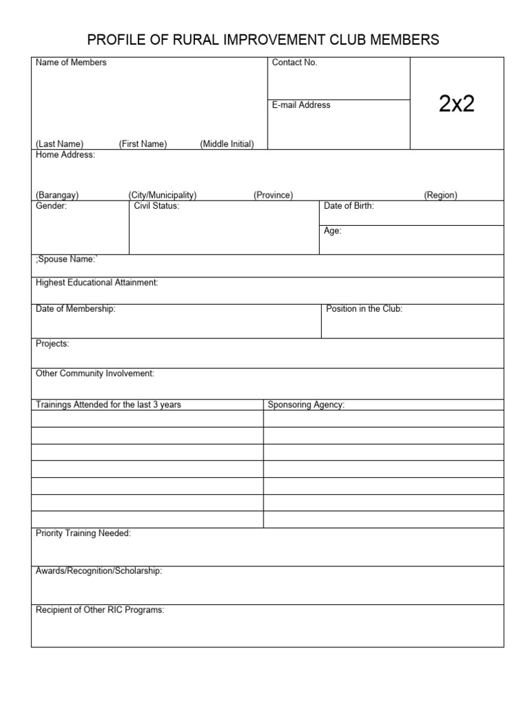Rural Improvement Club Member Profile | PDF | Sports & Recreation ...