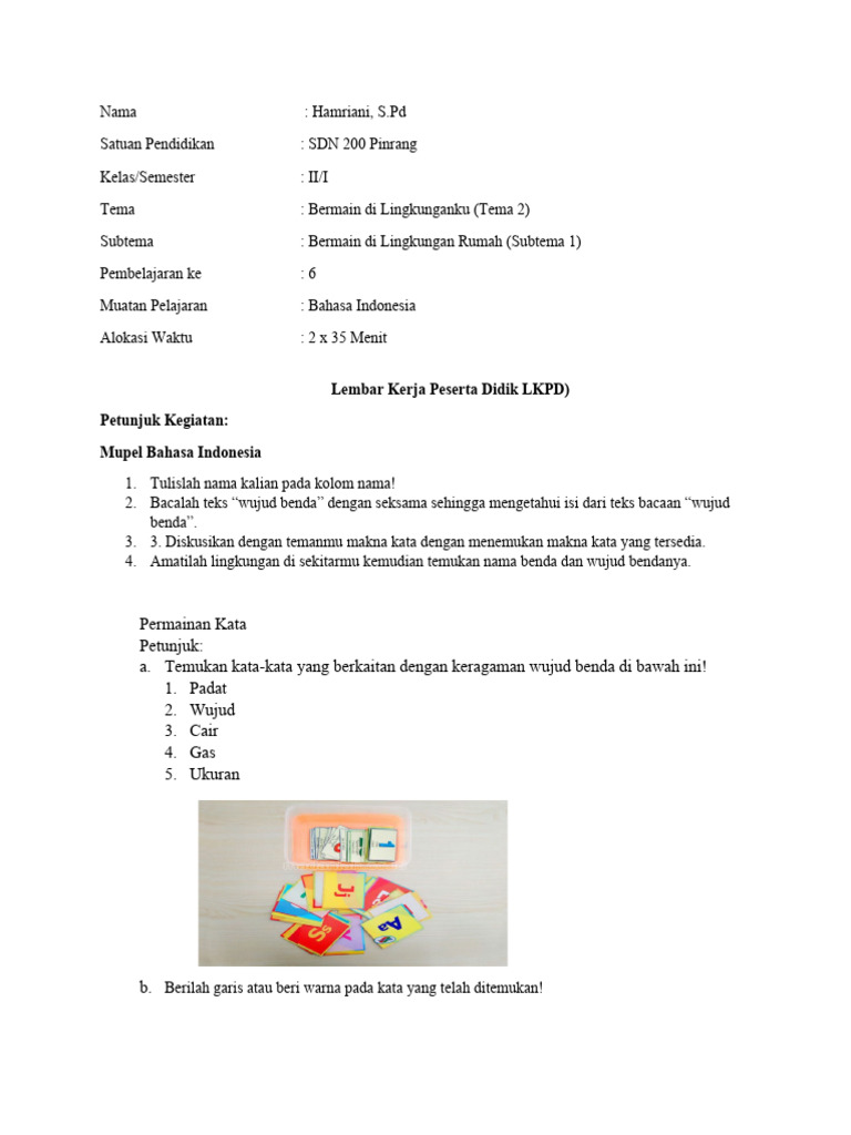 Lembar Kerja Peserta Didik LKPD | PDF | Seni & Disiplin Bahasa | Kajian Bahasa Asing