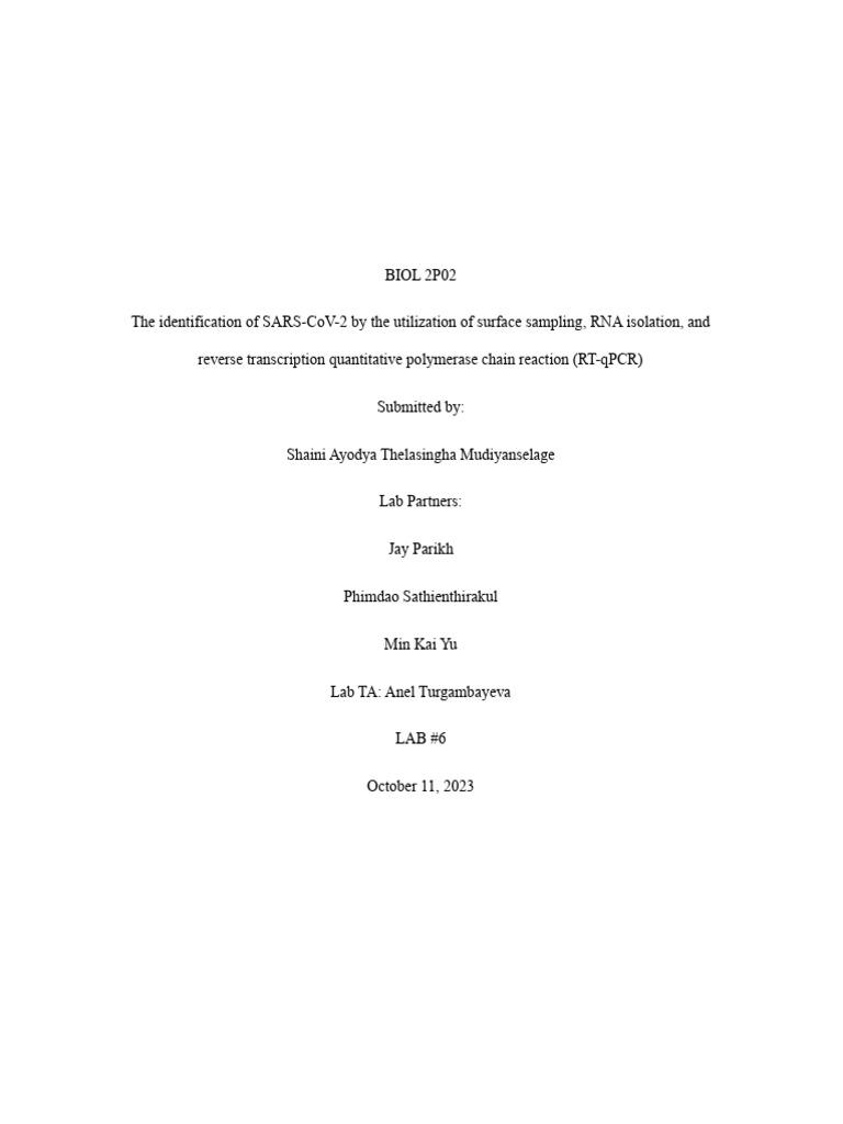 Lab Report 2 | PDF | Reverse Transcription Polymerase Chain Reaction | Genetics